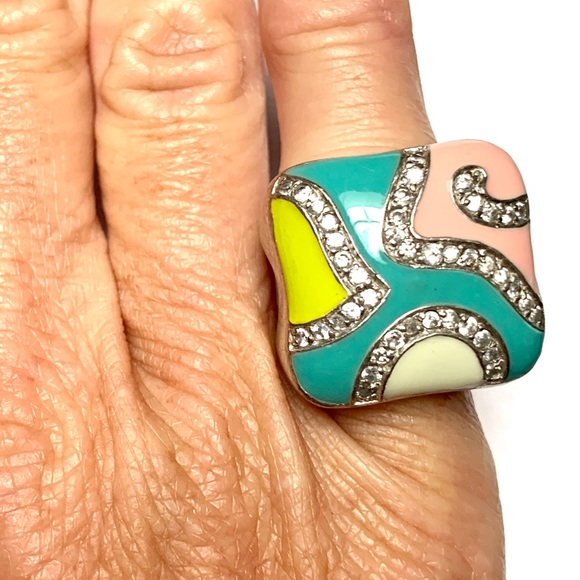 Jewelry | Enamel Cz Statement Ring | Poshmark